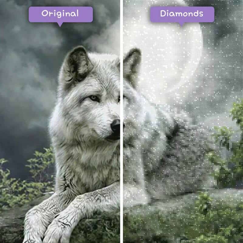 Diamond Painting Wolf And Full Moon – Diamonds Wizard | The Best ...