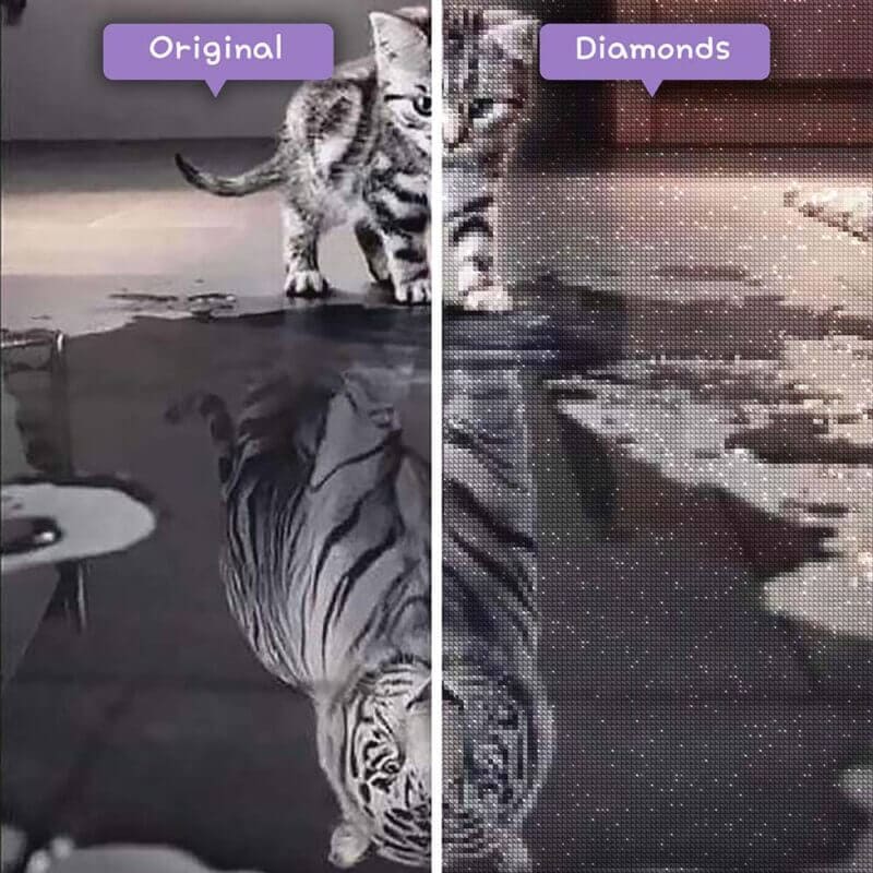Diamond Painting Kitten Reflection As A Tiger – Diamonds Wizard | The ...