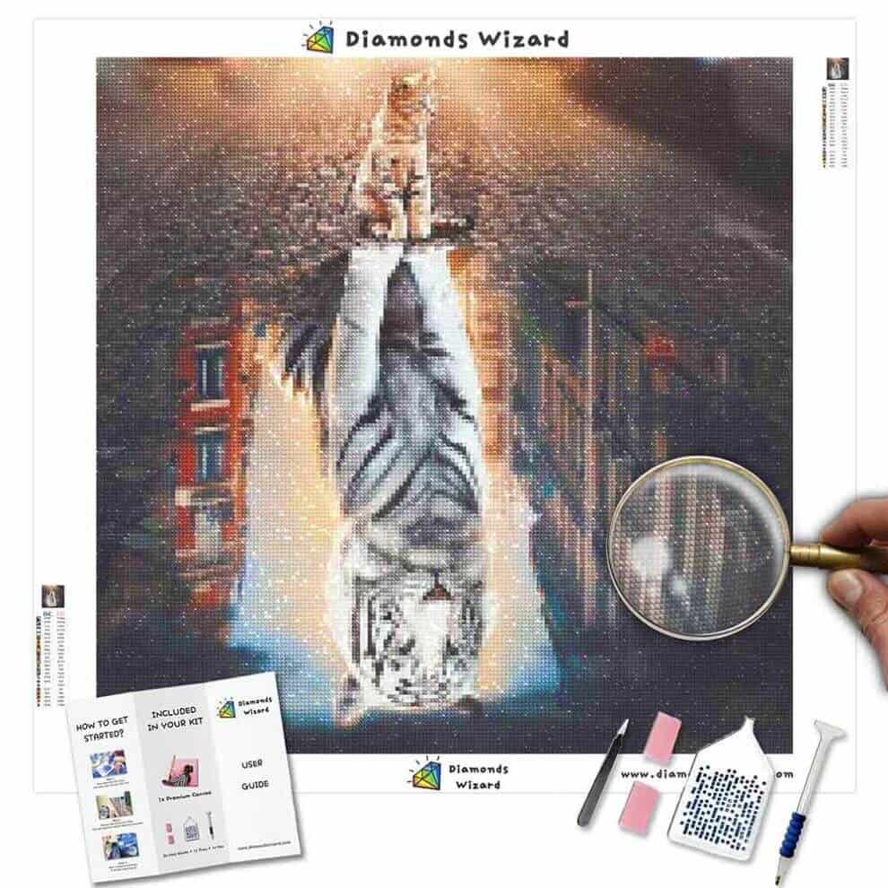 Diamond Painting Kitten Reflection As A White Tiger – Diamonds Wizard ...