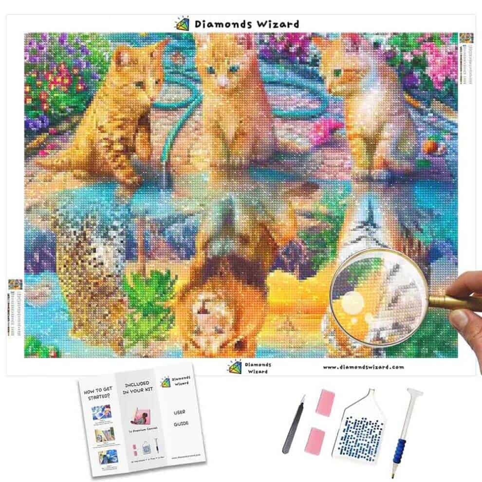 Diamond Painting Kitten Reflection As A White Tiger – Diamonds Wizard ...