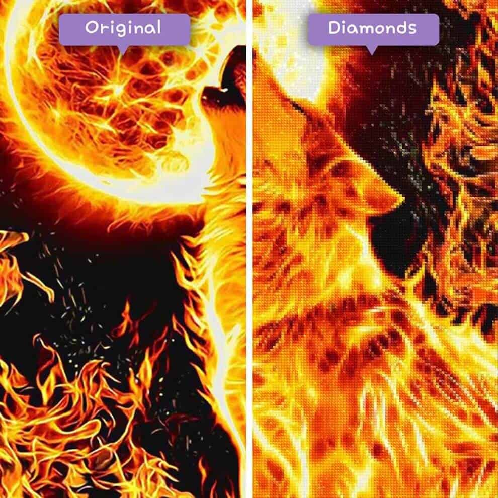 Diamond Painting Wolf And Fire Moon – Diamonds Wizard | The Best ...