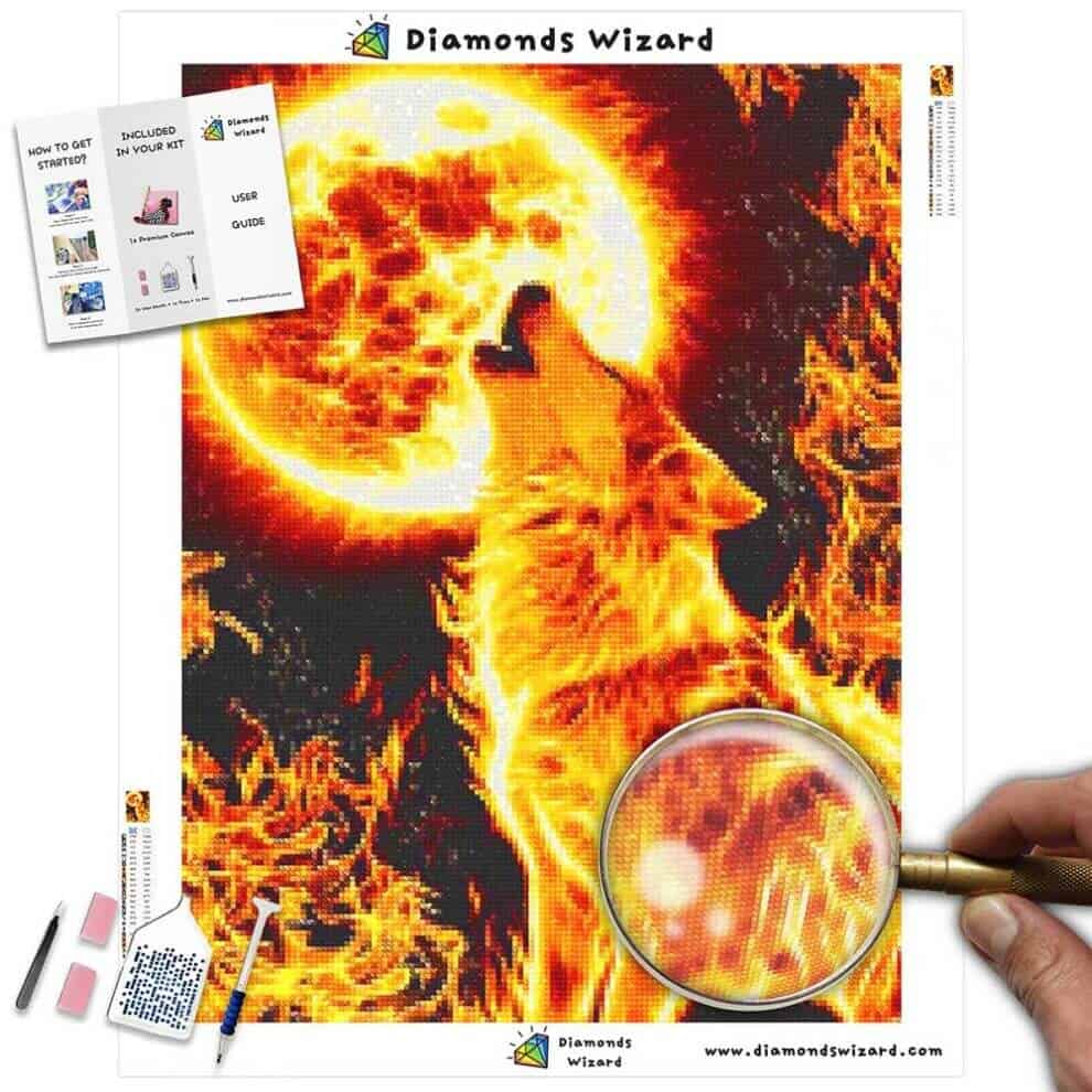 Diamond Painting Wolf And Fire Moon – Diamonds Wizard | The Best ...