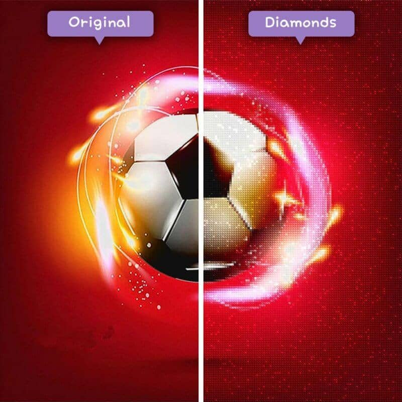 Diamond Painting Red Soccer Ball – Diamonds Wizard | The Best Diamond ...