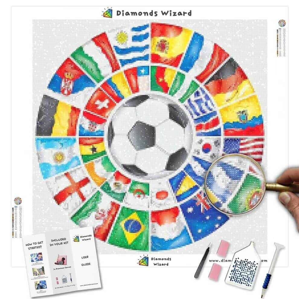 Diamond Painting Soccer Ball And Flags – Diamonds Wizard | The Best ...
