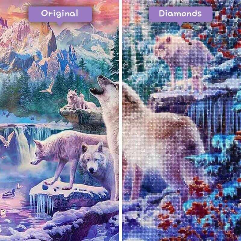 Diamond Painting Snow Wolves And Waterfall – Diamonds Wizard | The Best ...