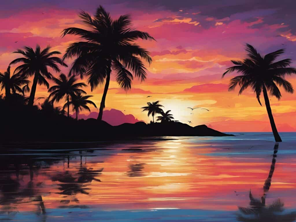 Diamond Painting Beach Sunset Silhouette – Diamonds Wizard | The Best ...
